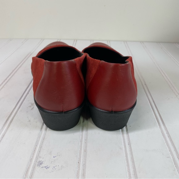 hotter | Shoes | Hotter Red Suede Leather Wedge Ballet Style Flats ...